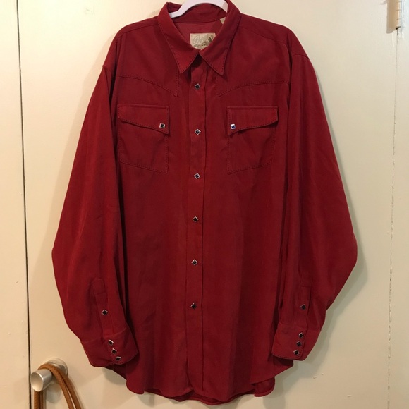Roper | Tops | Vintage Roper Red Velvet Long Sleeve Rodeo Shirt | Poshmark